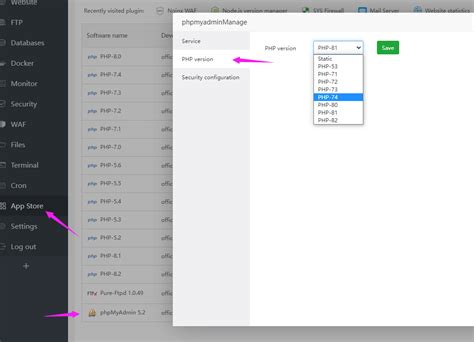PhpMyAdmin Deprecation Notice AaPanel Free Hosting Control Panel One Click LAMP LEMP