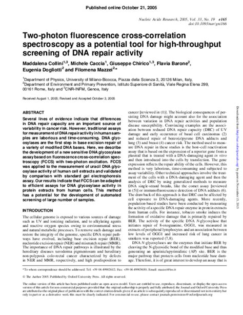 Pdf Two Photon Fluorescence Cross Correlation Spectroscopy As A Potential Tool For High