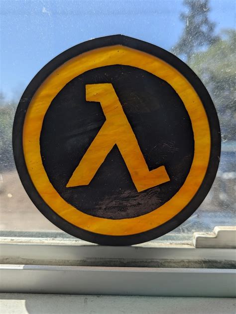 Orange Lambda 5 Round Stained Glass Panel Etsy