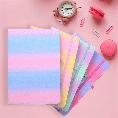 Rainbow Cute Notebook A5a6a7 Fish Scales Embossed Temu