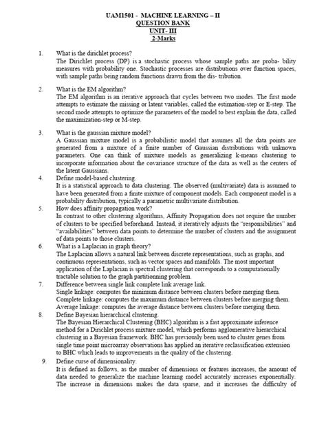 Question Bank 3and4 Unit Ml Pdf Bayesian Network Cluster Analysis