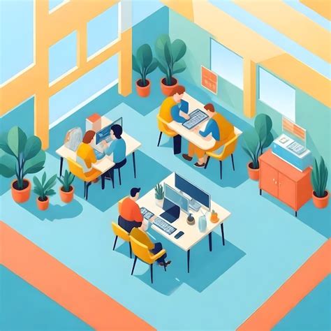 Premium Photo A Cartoon Illustration Of A Kitchen With A Potted Plant On The Table