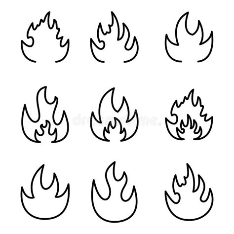 Fire Flames Set Of Flame Icons In Different Shapes Stock Vector