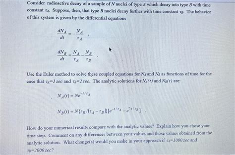 Consider Radioactive Decay Of A Sample Of N Nuclei Of Chegg