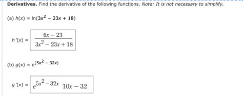 Solved Derivatives Find The Derivative Of The Following Chegg Com