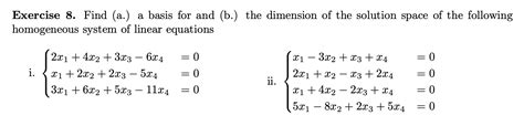 Solved Exercise Find A A Basis For And B The Chegg