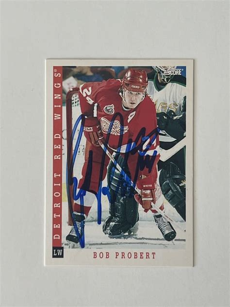 Detroit Red Wings Bob Probert 1993 Score 59 Signed Trading Card