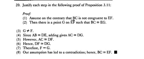 Solved Justify Each Step In The Following Proof Of