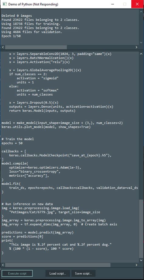 artificial intelligence solutions with keras library in a windows