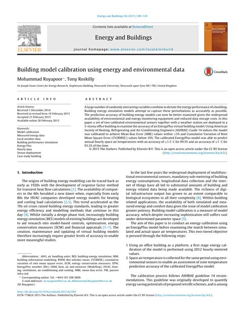 Pdf Building Model Calibration Using Energy And Environmental Data