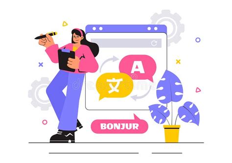 Translator Service Vector Illustration Featuring Multilanguage Translation For Various Countries