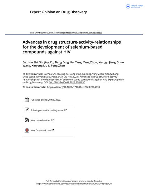 Pdf Advances In Drug Structure Activity Relationships For The