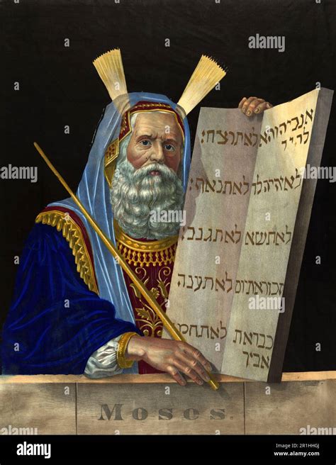 Story Of Prophet Moses Moses Bust Portrait Facing Right Holding A