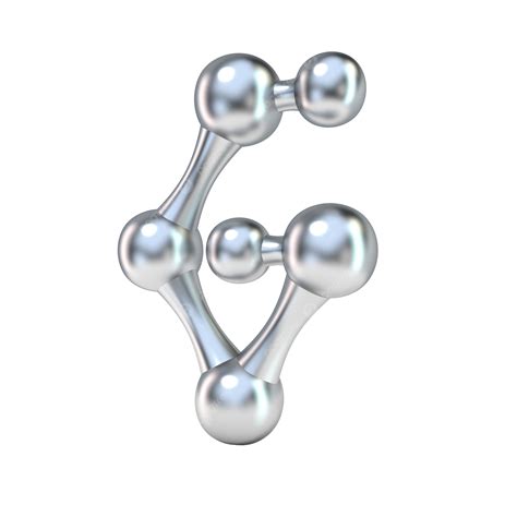 Molecular Font Collection Letter G 3d Energy Tech Atom Chrome Png