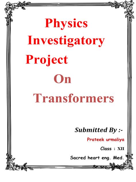 Project On Transformers Class Xii Pdf Transformer Inductor