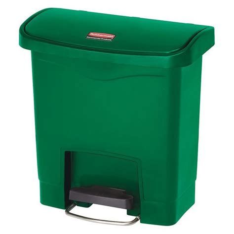 Rubbermaid Commercial 4 Gal Rectangular Step Trash Can Green Resin