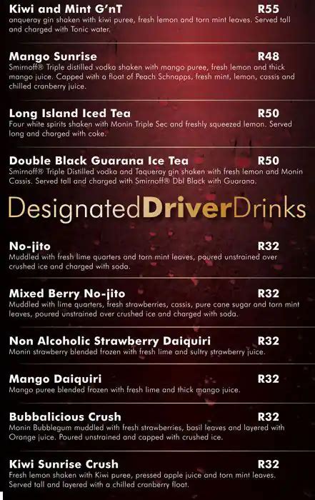 Menu At Cappello Pub And Bar Bloemfontein