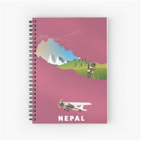 Nepal Illustrated Map Spiral Notebook By Vectorwebstore Redbubble