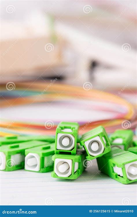 Single Mode SC APC Connector Fiber Optic Patch Cord Cable Stock Image Image Of Cyberspace