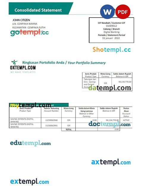 UAE KEB HANA Bank Statement Word And PDF Template Download At Gotempl Pro