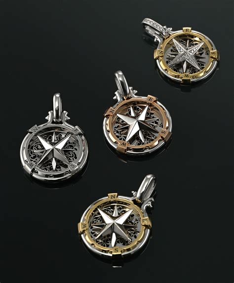The Handcrafted Platinum Compass Pendant Collection Mens Platinum