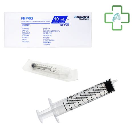 Jeringa Nipro 10ml 3 Cuerpos Caja De 100 Estériles Y Desechables
