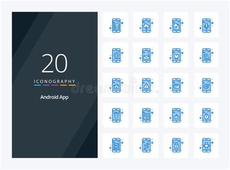 20 android app blue color icon for presentation stock vector