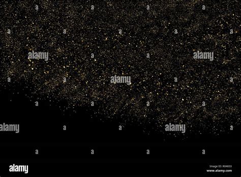 Gold Glitter Texture Isolated On Black Amber Particles Color Celebratory Background Golden