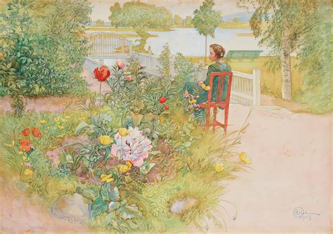 Carl Larsson Sommar I Sundborn Flicka I Trädgård Bukowskis