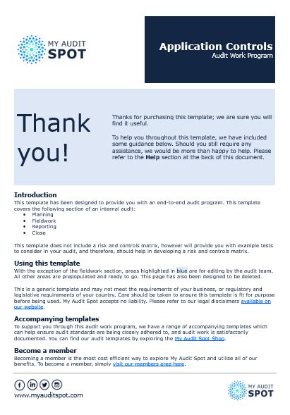 Fin60 Audit Work Program It Application Controls Review My