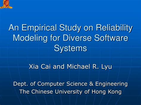 Ppt An Empirical Study On Reliability Modeling For Diverse Software