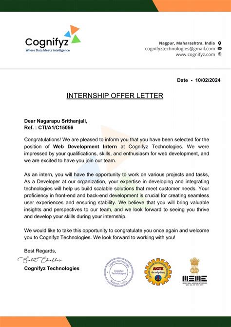 Webdevelopment Cognifyz Cognifyztech Cognifyztechnologies Internship Nagarapu Srithanjali