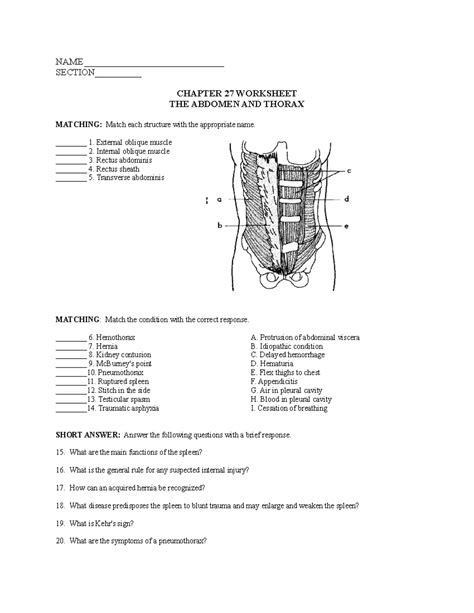 Gen Med Ch27 Worksheet Name Section