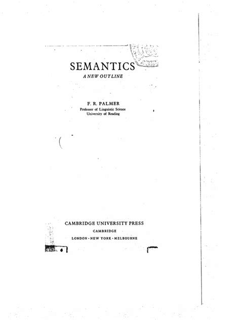 1977 Semantics A New Outline Palmer Pdf