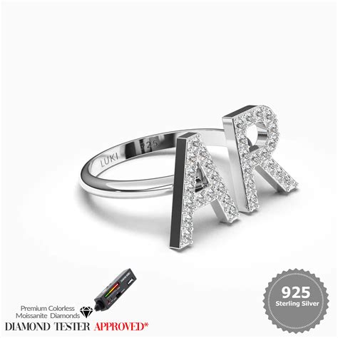 Custom Duo Nameinitial Diamond Ring Luki Fine Silver Jewellery
