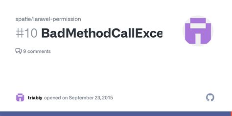 Badmethodcallexception · Issue 10 · Spatielaravel Permission · Github