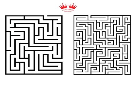 Svg Rectangle Mazes Black Silhouettes Digital Clipart