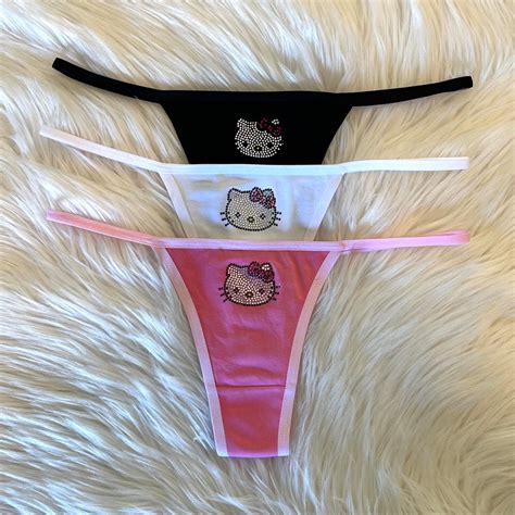 Hello Kitty Rhinestone G String Thong 3 Pack Hello Kitty Thong G