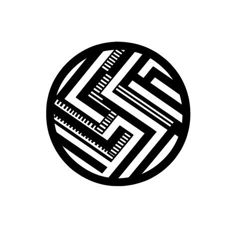 Circular Geometric Design Black And White Abstract Composition With Straight Lines Blocks And