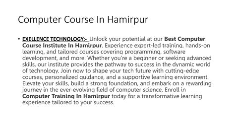 Computer Course In Hamirpurpptx Excellence Technology Pptx