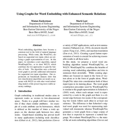 Using Graphs For Word Embedding With Enhanced Semantic Relations Acl Anthology