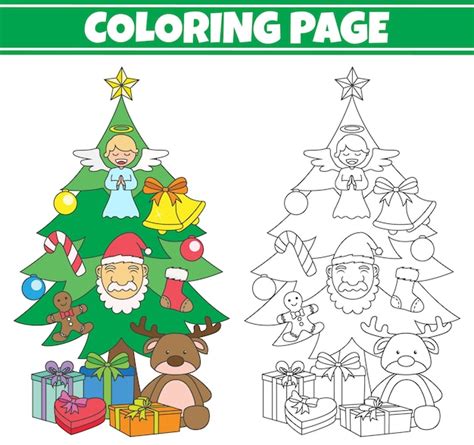 크리스마스 트리 색칠 프리미엄 벡터