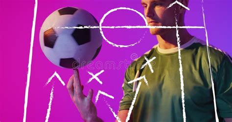 Animation Of Caucasian Male Soccer Player Over Stadium Drawing Stock Video Video Of Technology