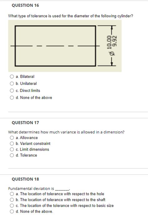 Solved What Type Of Tolerance Is Used For The Diameter Of Chegg