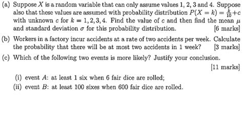 Solved A Suppose X Is A Random Variable That Can Only