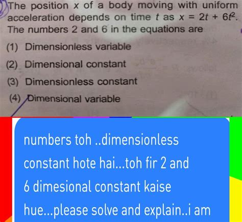 [answered] the position x of a body moving with uniform acceleration