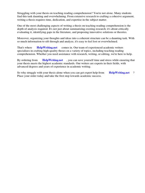 Teaching Reading Comprehension Thesis Pdf Reading Comprehension Thesis