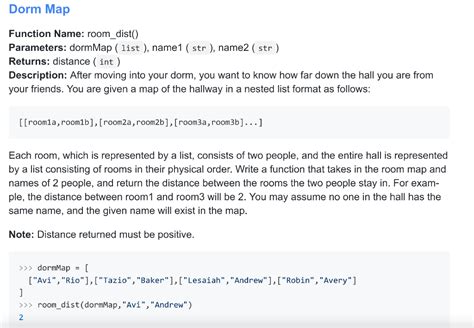 Solved Function Name Roomdist Parameters Dormmap