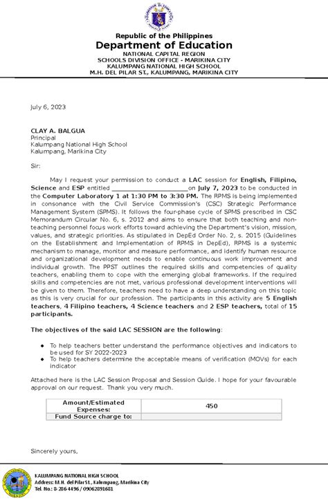 Rpms Lac Session Guide Department Of Education National Capital Region Schools Division Office