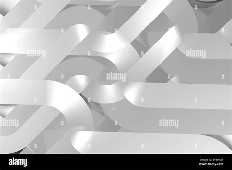 Abstract White 3 D Background With Geometric Pattern Of Bent Stripes